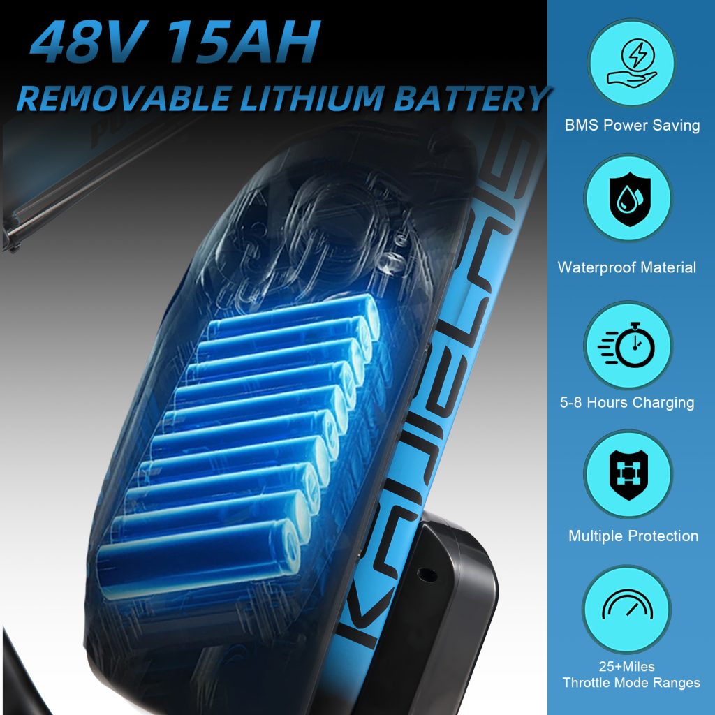 KAIJIELAISI V3 Electric Bike for Adults 26″ Fat Tire 2000W Peak Rear ...